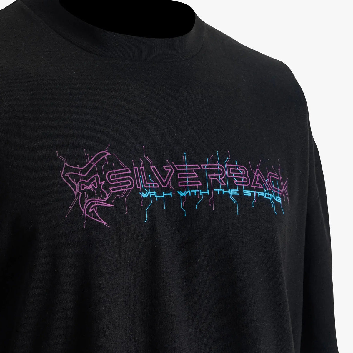 Cyber Back T Shirt - Black/Pink/Blue - Silverback Gymwear