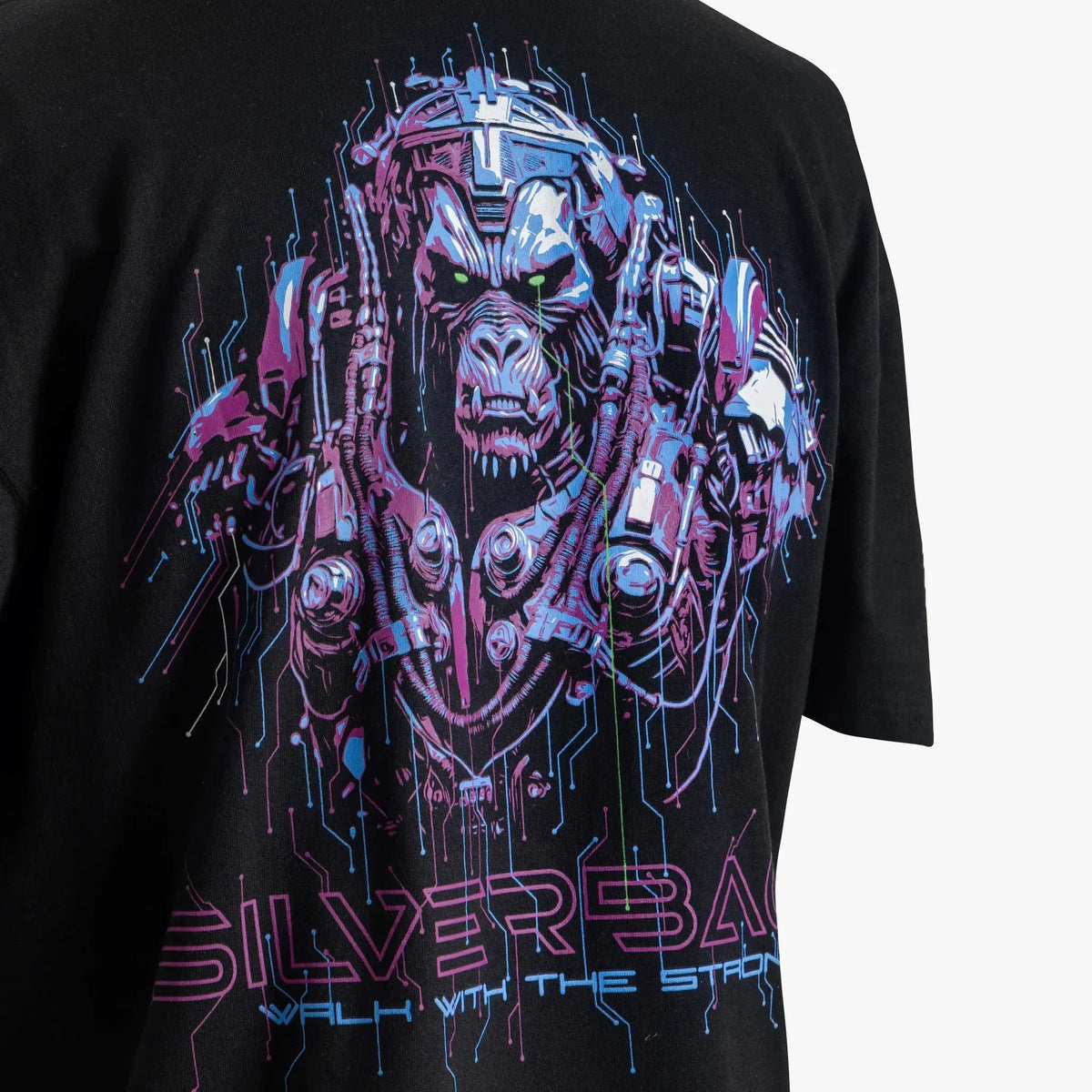Cyber Back T Shirt - Black/Pink/Blue - Silverback Gymwear