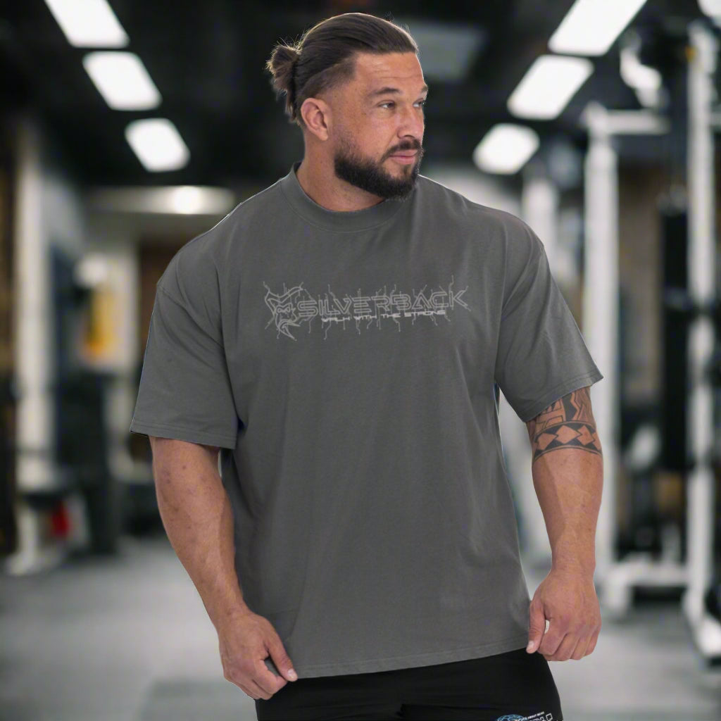 Cyber Back T Shirt - Grey - Silverback Gymwear