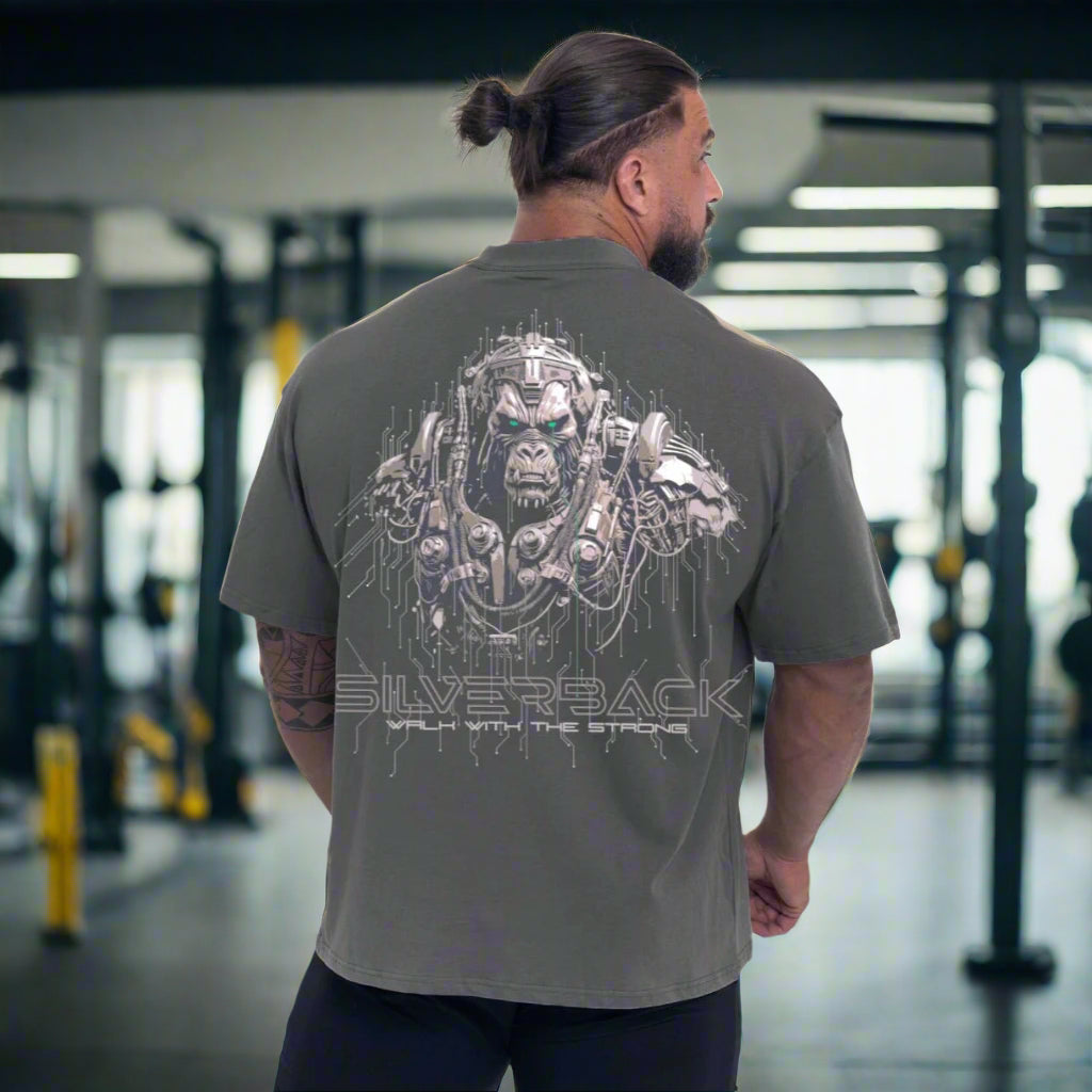 Cyber Back T Shirt - Grey - Silverback Gymwear