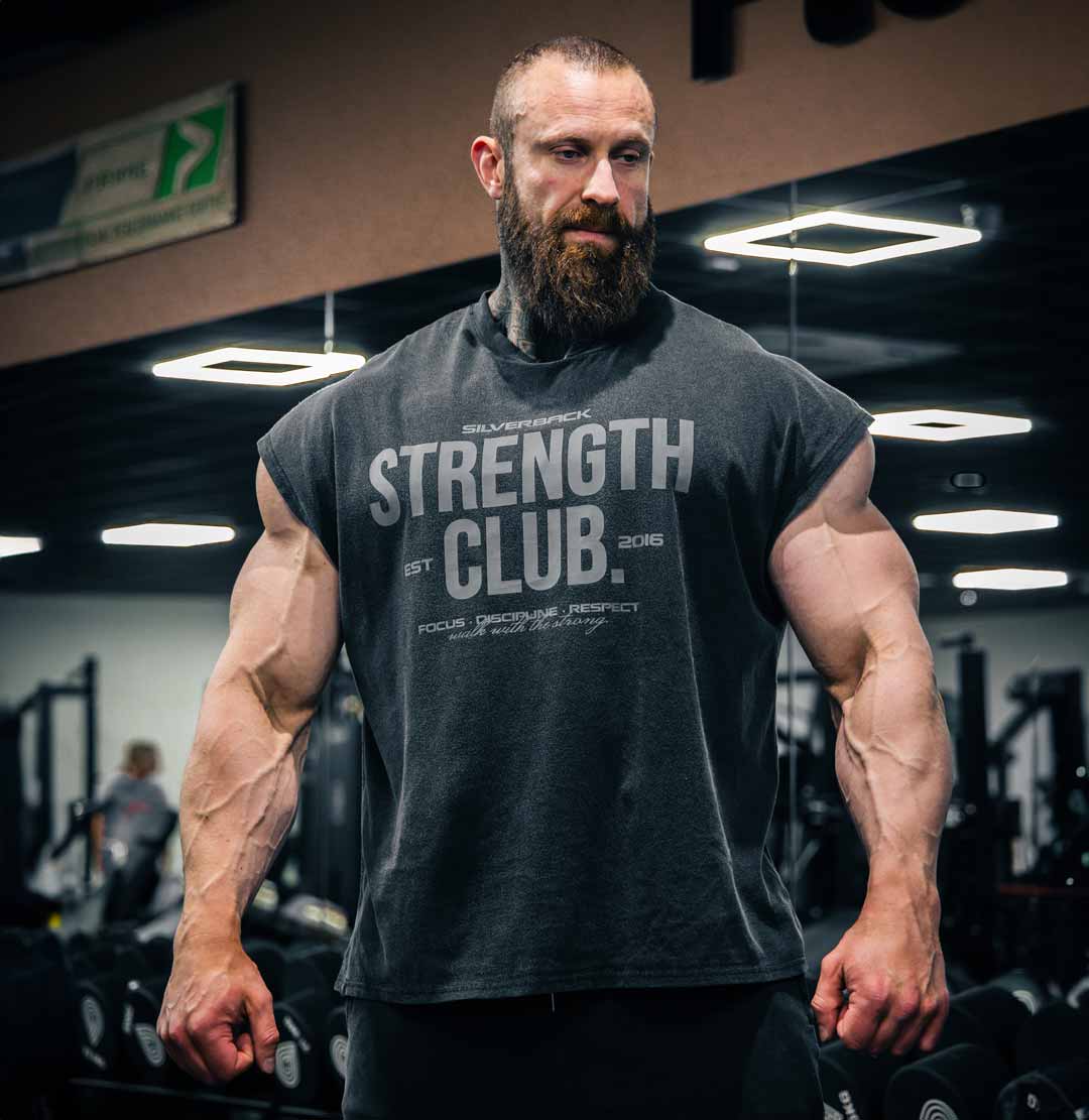Strength Club - Acid Wash Cut Off Tee - Silverback Gymwear