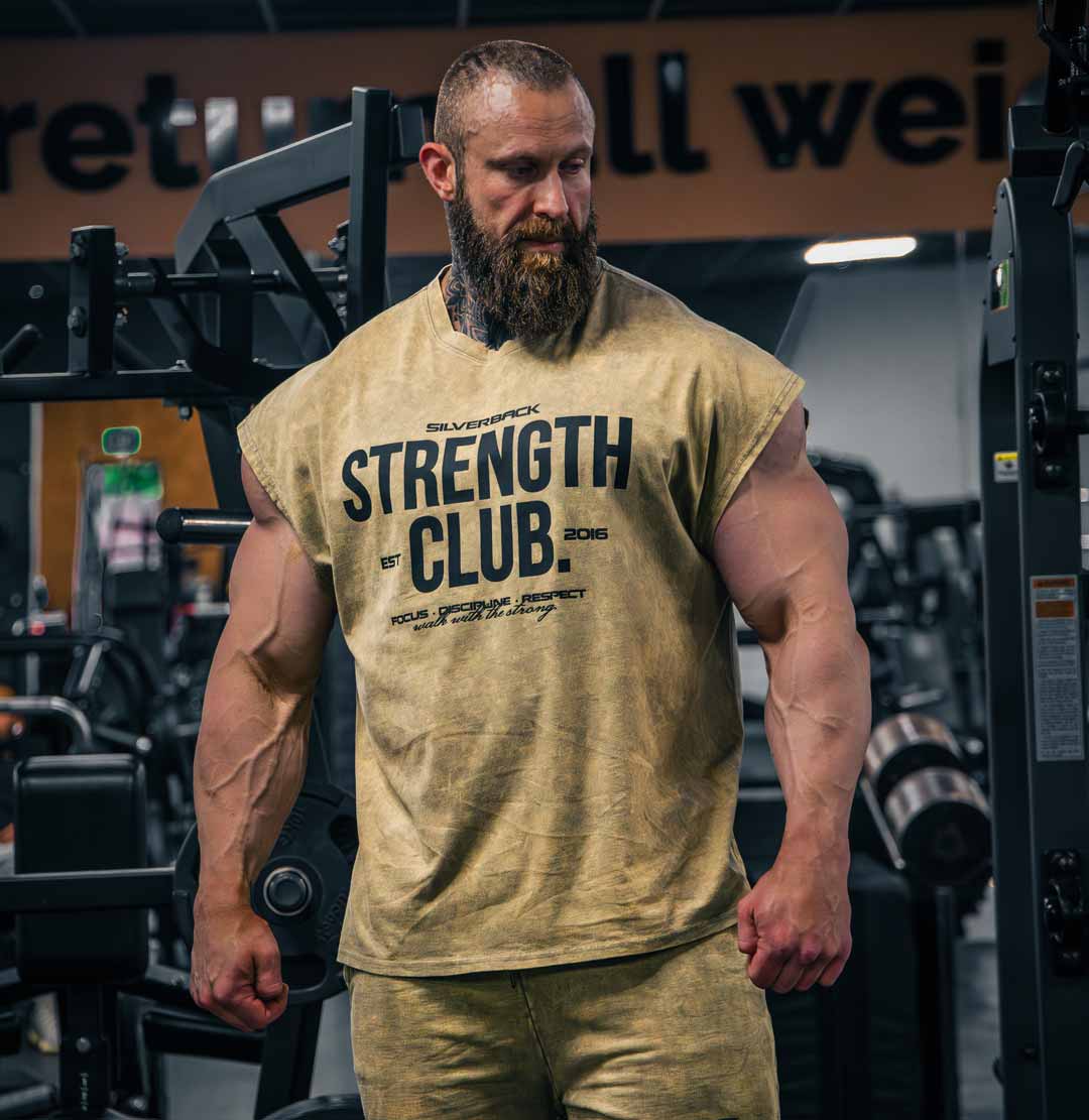 Strength Club - Acid Wash Cut Off Tee - Silverback Gymwear