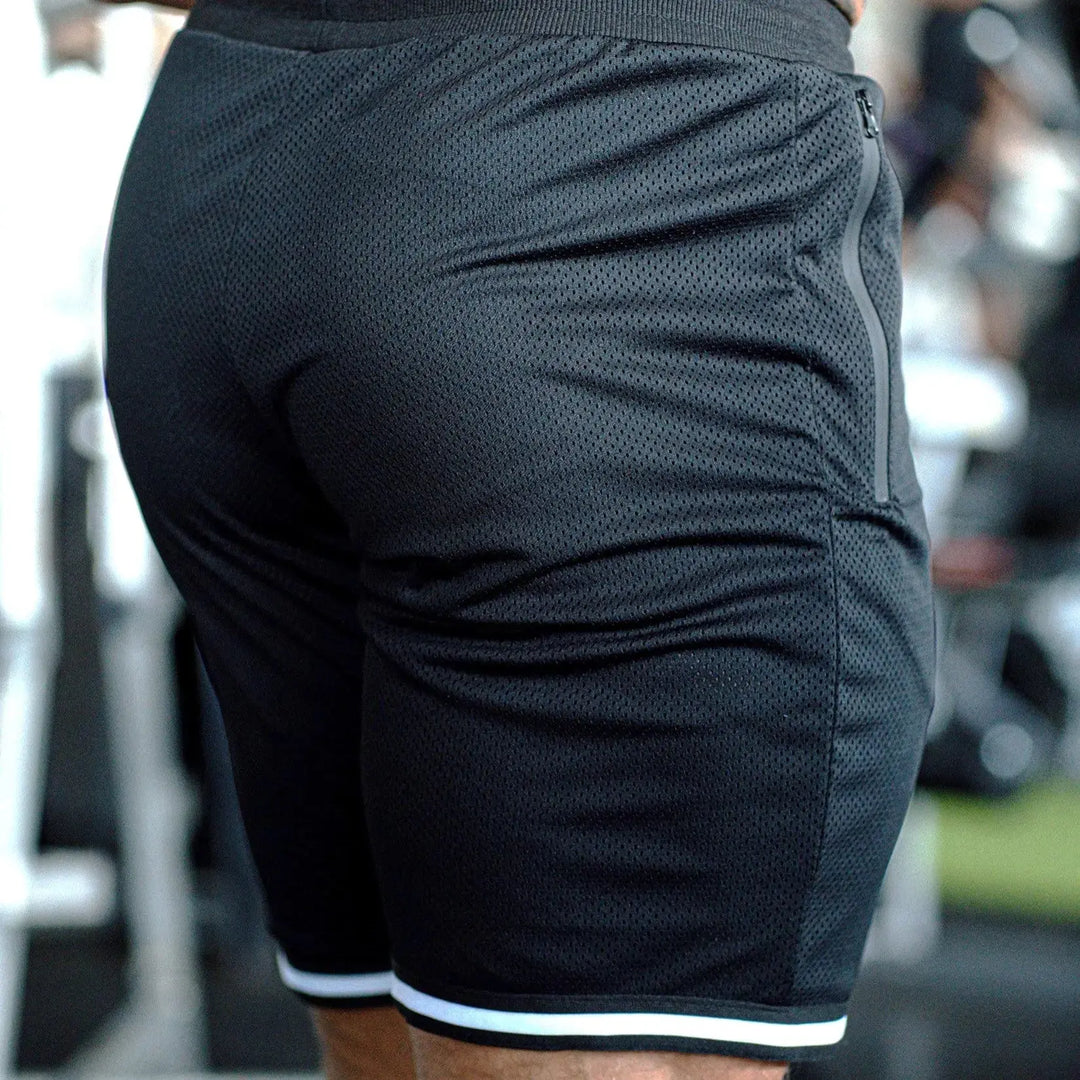 Elite Mesh Training Shorts - Black/White | Silverback Gymwear